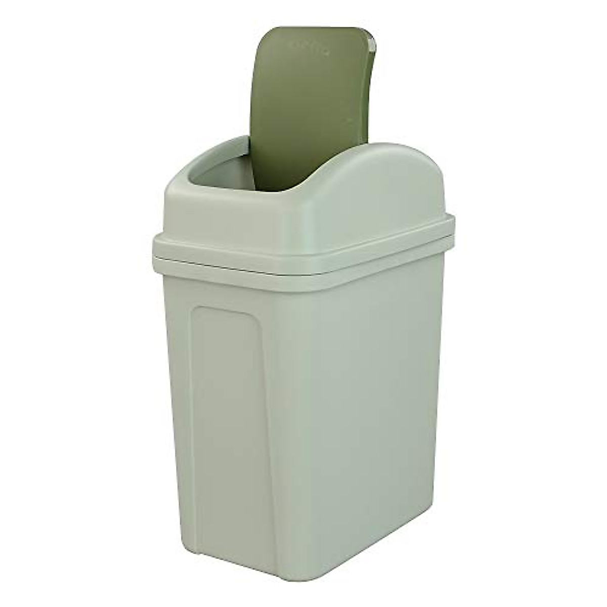 Asking 1.8 Gallon Small Trash Can with Swing-top Lid, Plastic Garbage Bin, Green
