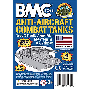 BMC Classic Payton Anti-Aircraft Tanks - 4pc Tan Green Plastic Army Men Vehicles