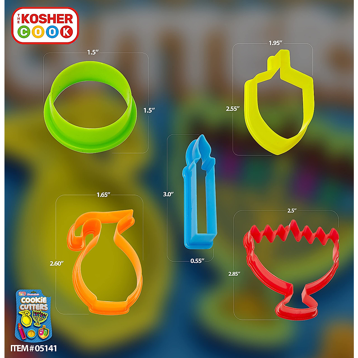 Hanukkah Cookie Cutters - Plastic Chanukah Cookie Cutters - 5 Piece Set - The Kosher Cook