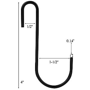Yesland 50 Pack 4 Inches S Hooks, S Shaped Hooks/Hanging Hangers Hooks Heavy Duty Black Hook for Kitchen, Work Shop, Bathroom, Garden