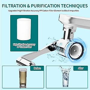 EXSSRACH 1080° Rotating Faucet Extender with Filter Cotton, Multifunctional Swivel Extension Robotic Arm Sink Aerator for Kitchen/Bathroom, 2 Water Outlet Modes, Silver