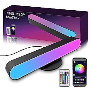 APEKX Indoor RGB LED Light Bar for Game Room, Bookshelf, TV Stand Decor with Remote - Black