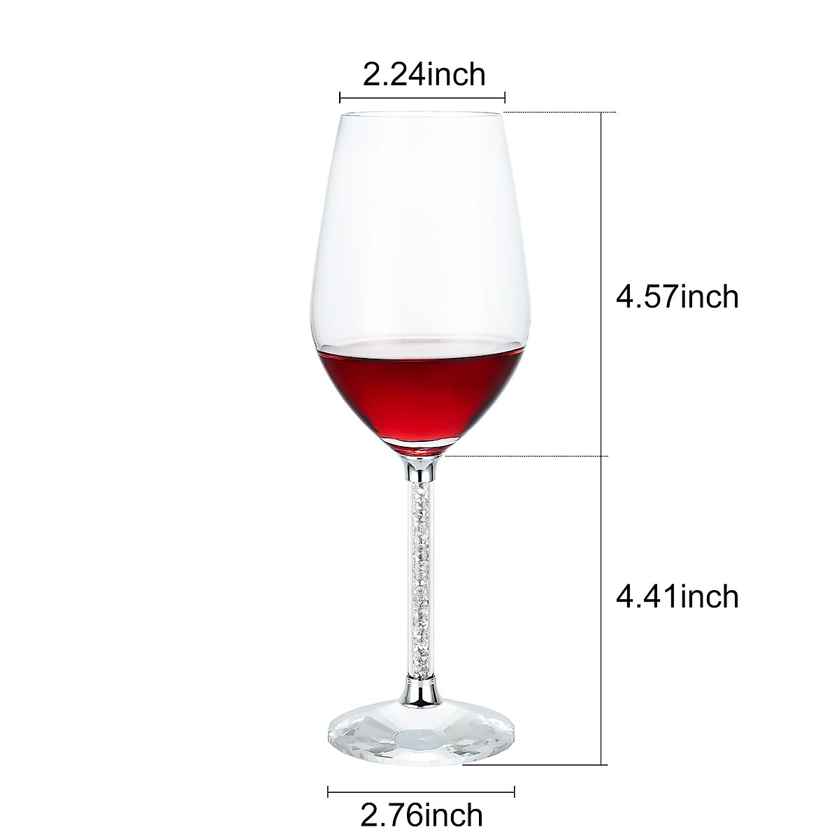 sugarchef Wine Glasses 2 Pieces Long Stem Filled with Crystals Elegant Wine Glasses for Home,Wedding, Parties, Anniversary (Silver)