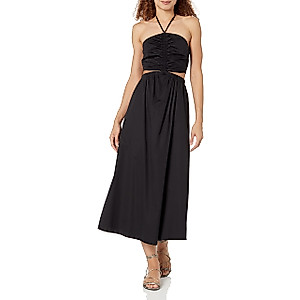 The Drop Women's Brinda Cotton Cutout Halter Maxi Dress, Black, L