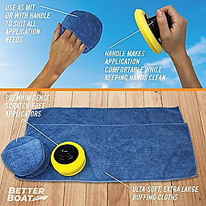 Microfiber Wax Applicator Pad Soft Foam Auto Wax Applicator Pads Hand Polish Sponges and Cloth Buffer Waxing Set Bulk Pack Detailing Polishing and Tire Dressing for Boats and Cars and Application