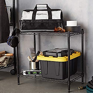 Amazon Basics 2-Tier Stackable Storage Shelf, Black, 13.3 D x 23.2 W x 22.2 H in