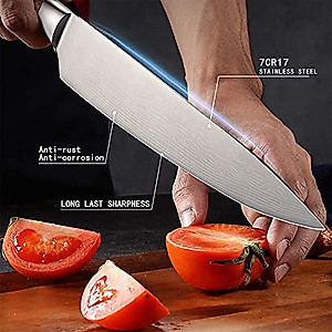 Chef Knief, kitchen knife 8 Inch Professional Durable Paring knife Ultra Sharp Chefs knife Premium Stainless Steel Utility Chopping Cooking knife with Whetstone