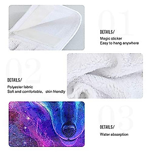 Alaza Wolf in A Galaxy Hanging Kitchen Hand Towels with Loop Super Absorbent Hand Towels Machine Washable 2 Piece Sets