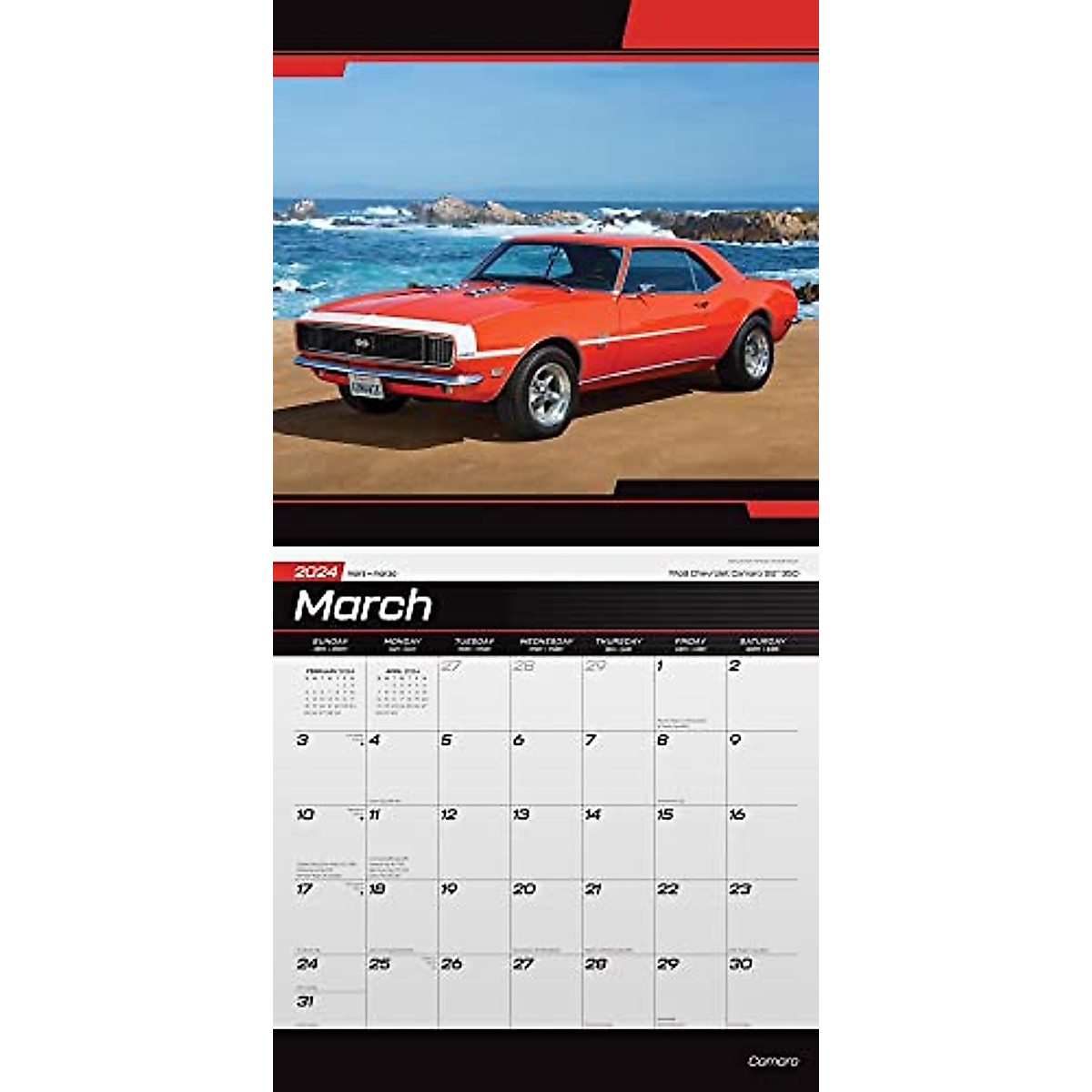 Camaro OFFICIAL | 2024 12 x 24 Inch Monthly Square Wall Calendar | BrownTrout | Chevrolet Motor Muscle Car