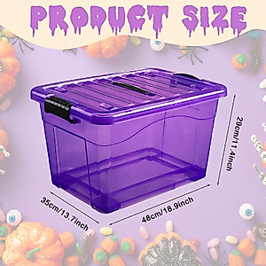 Sweetude 8 Pcs Halloween Plastic Storage Bin with Lids Purple Orange Clear Plastic Storage Totes Container 53 Qt Stackable Nestable Holiday Storage Box with Wheels and Latching Handles