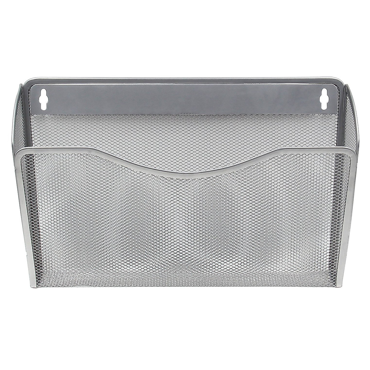 EasyPAG Wall Mount File Holder Mesh Single Pocket Hanging File Organizer Magzine Folder Basket Paper Rack for Office and Home,Silver