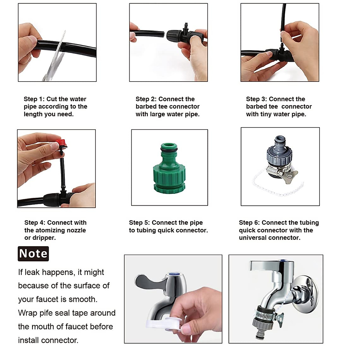 Flantor Garden Irrigation System,50ft 3/8" & 50ft 1/4" Irrigation System Blank Distribution Tubing Watering Drip Kit/Irrigation Kits Automatic Mist Irrigation Equipment Set for Garden,Flower Bed,Lawn