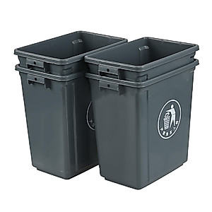 Kekow 2.6 Gallon Small Bathroom Trash Can, 4-Pack Open-Top Plastic Rectangular Wastebasket, Gray