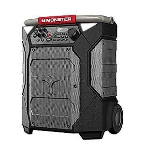 Monster Rockin' Roller 270 Portable Indoor/Outdoor Wireless Speaker, 200 Watts, Up to 100 Hours Playtime, IPX4 Water Resistant, Qi Charger, Connect to Another TWS Speaker (Renewed)