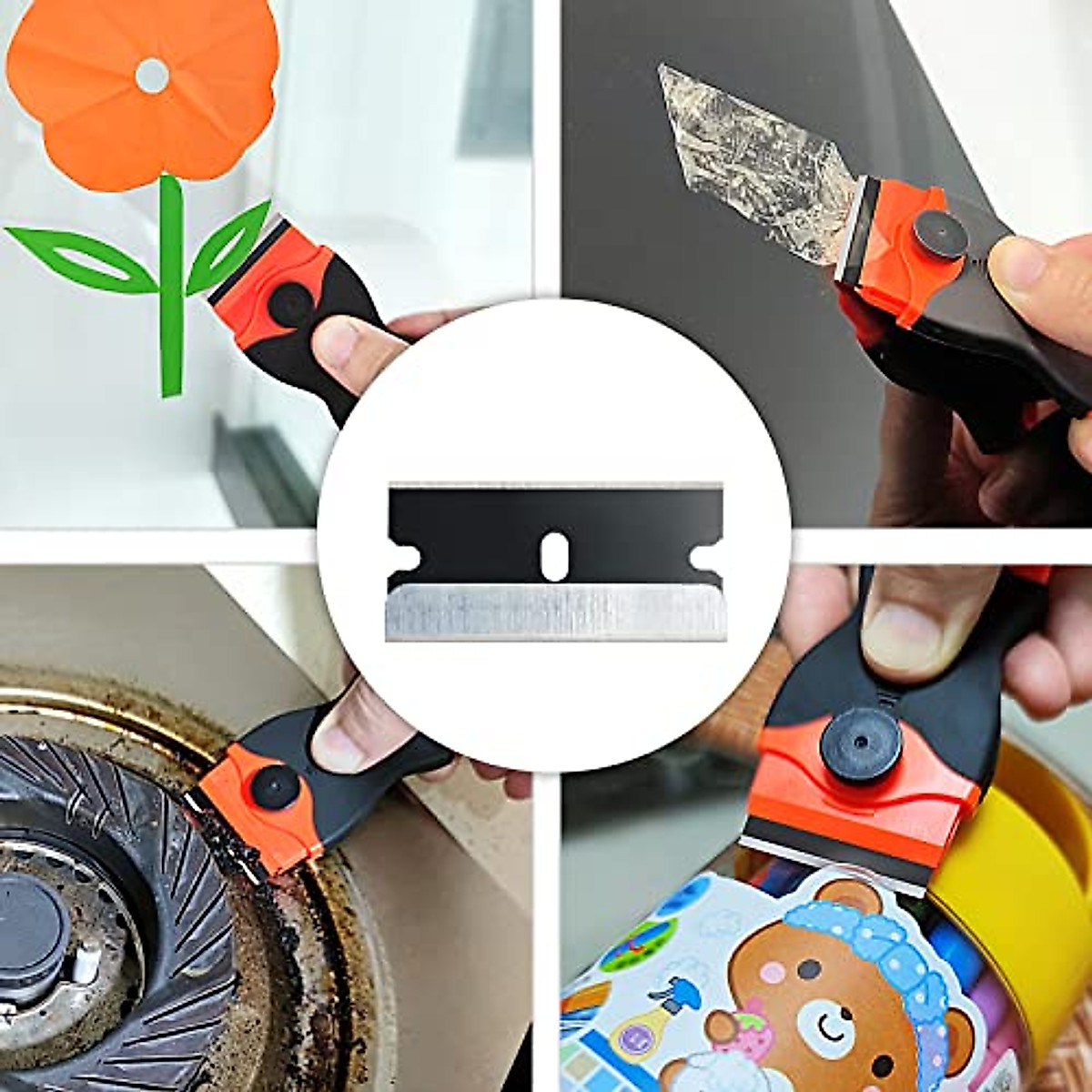 EHDIS 100pcs Razor Blades Single Edge Carbon Steel Razor Blades for Standard Scraper Tool, Safety Straight Edge Industrial Razor Blades for Paint Scraper,Glass Scraper,Box Cutter Replacement Blades