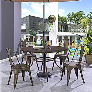 Duhome 18 Inch Metal Dining Chairs Set of 4 Stackable Classic Trattoria Chair Side Chair with Back Restaurant Bistro Cafe Kitchen Indoor Outdoor (Gun)