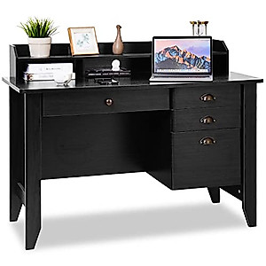 MJWDP Computer Desk PC Laptop Desk Workstation with Drawer Student Study Furniture Black