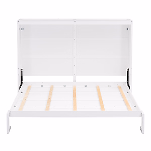 YSWH Queen Size Murphy Bed Chest Wall Bed, Wood Murphy Bed Wall Bed Frame, Mobile Versatile Cabinet Bed Folding Bed for Bedroom Furniture, Foldable Platform Bed Folded into Cabinet (White)