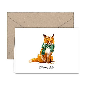 Paper Frenzy Winter Animals Thank You Note Cards and Kraft Envelopes 24 pack
