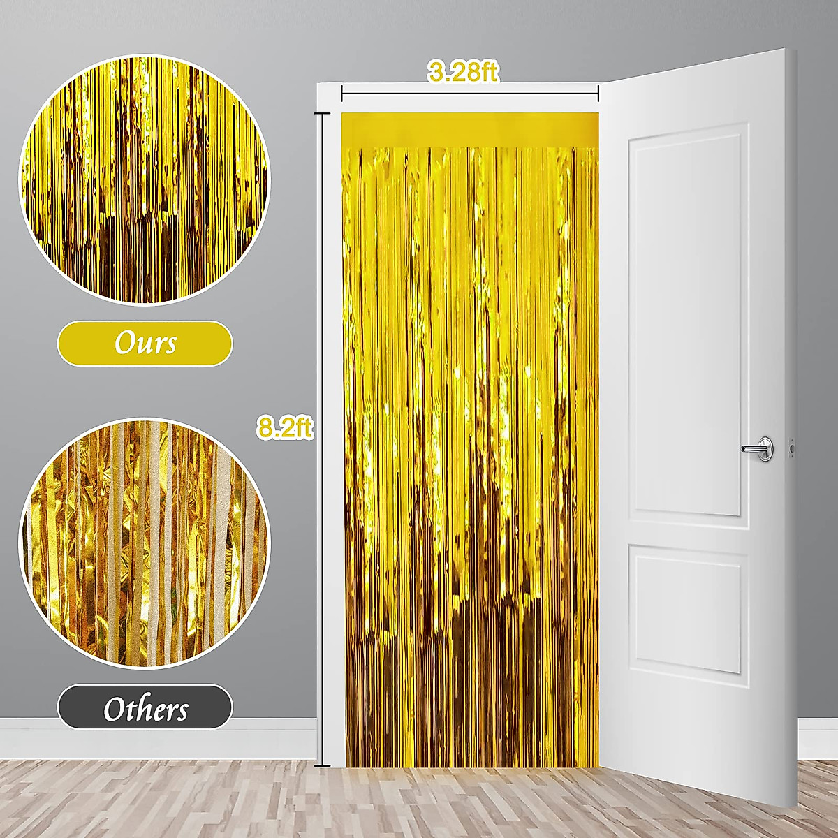 6 Pack Blue Foil Fringe Curtains Party Backdrop, 3.28 x 8.2 ft Metallic Foil Tinsel Fringe Backdrop Door Fringe for Photo Wedding Birthday Bridal Showers Graduation Theme Party Decorations.