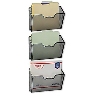 3 Pack - SimpleHouseware Wall Mount Single Pocket File Organizer Holder, Black