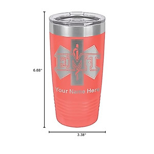 LaserGram 20oz Vacuum Insulated Tumbler Mug, EMT Emergency Medical Technician, Personalized Engraving Included (Coral)