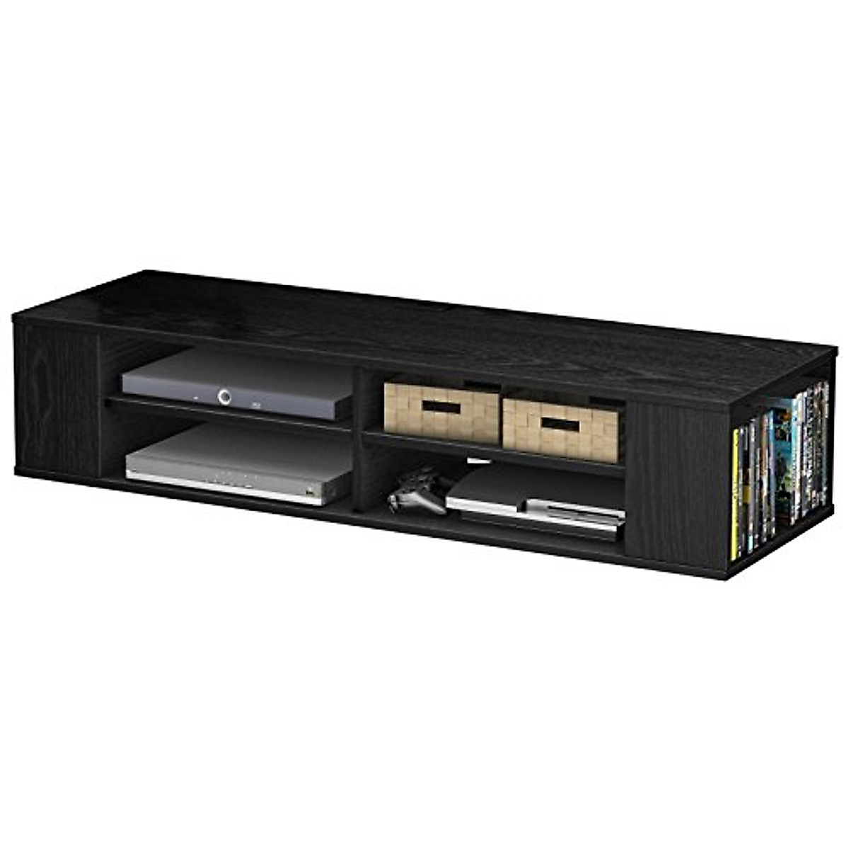 South Shore City Wall Mounted Media Audio/Video Console, Black Oak