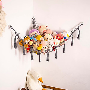Xiaheshu Stuffed Animal Net or Hammock Hanging Net for Plush Toy Holder Squishmallow Net Toy Hammock for Stuffed Animals Storage Ideas Plushie Net Hammock Stuffy Animal Holder Organizer