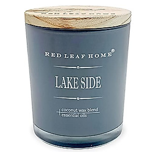 Red Leaf Home | Lake Side Candle with Wooden Lid | Large | Aromatherapy | The Man Collection | 15.5oz Jar