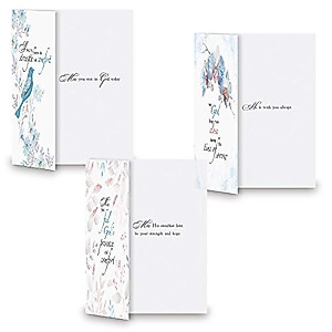 Sympathy Comfort Faith Cards with Scripture - Set of 8 (4 Designs), Large 5" x 7", Religious Sympathy Cards with Sentiments Inside, White Envelopes