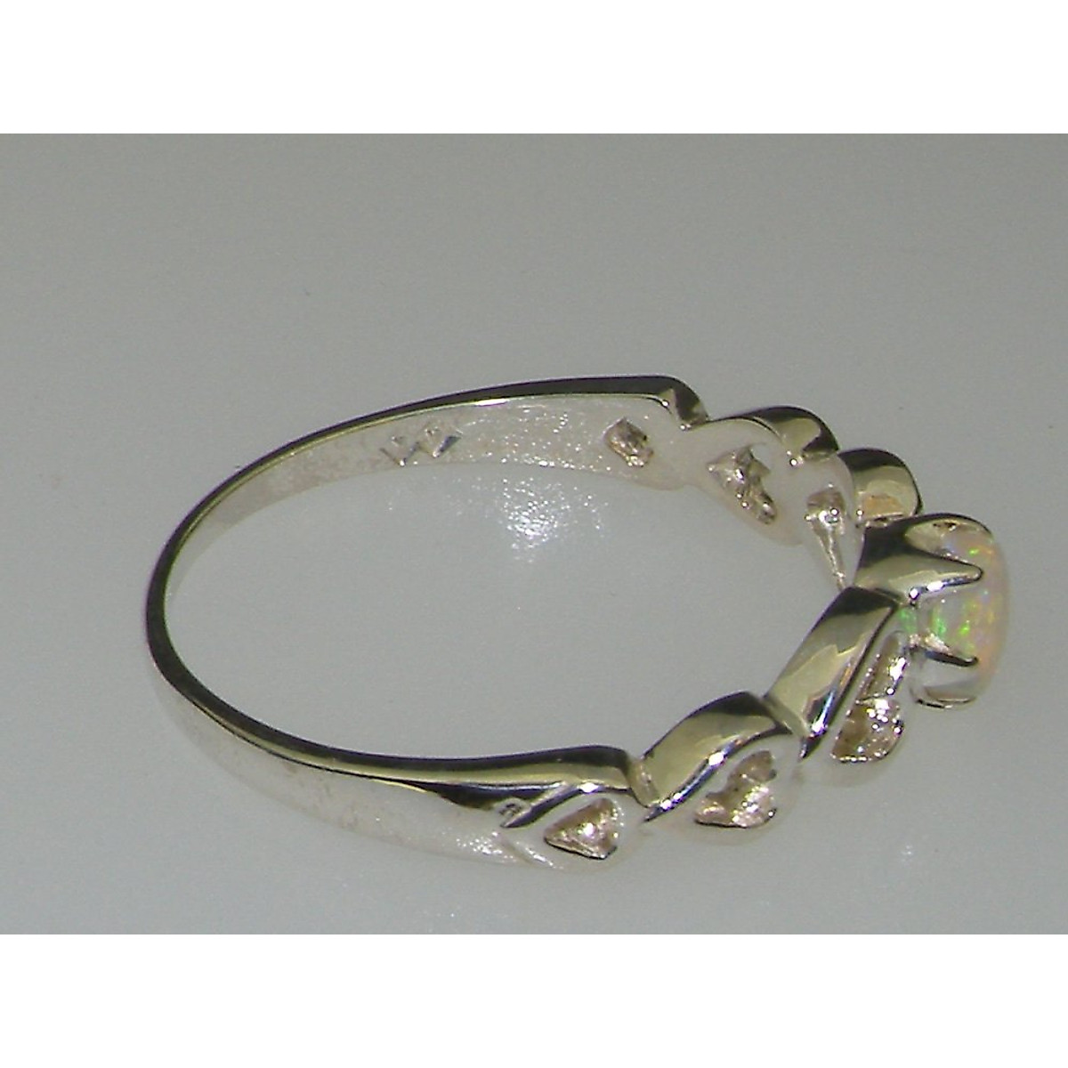 LetsBuyGold 925 Sterling Silver Real Genuine Opal Womens Solitaire Ring - Size 11