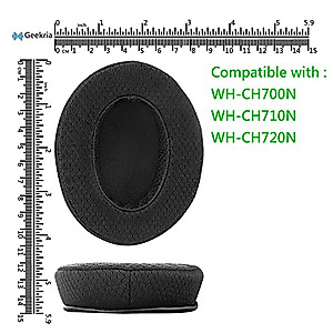 Geekria PRO Extra Thick Mesh Fabric Replacement Ear Pads for Sony WH-CH700N, WH-CH710N, WH-CH720N Headphones Ear Cushions, Ear Cups Cover Repair Parts (Black)