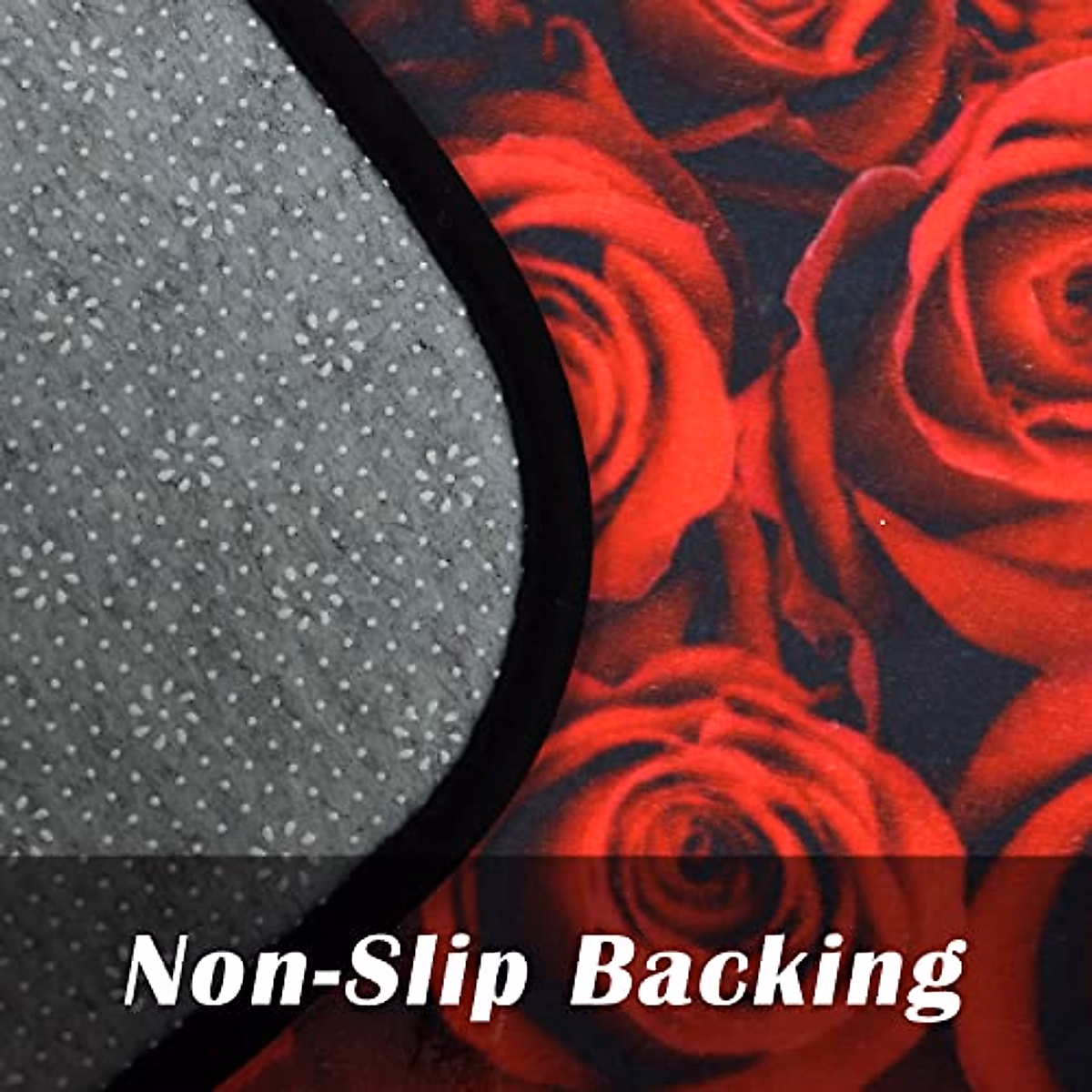 BVOGOS Bathroom Rugs Soft Non Slip Bath Mat Romantic Red Roses Ultra Soft Foam Welcome Doormat Bath Rugs for Bathroom Toilet Base Sink Floor Mat Kitchen Runner 23.6 x 15.7 Inches
