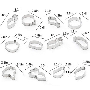 12Pcs Vegetables Cookie Cutter Set, Eggplant Corn Radish Pumpkin Tomato Stainless Steel Plaque Frame Pastry Biscuit Cake Fondant Pancake Stamps Mold, A More Fun Cookie to Children