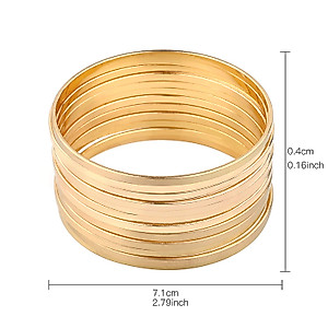 Nicole Miller New York Multi-bangle Set of 12 Plain Matte Glossy Bangle Bracelets (Gold)