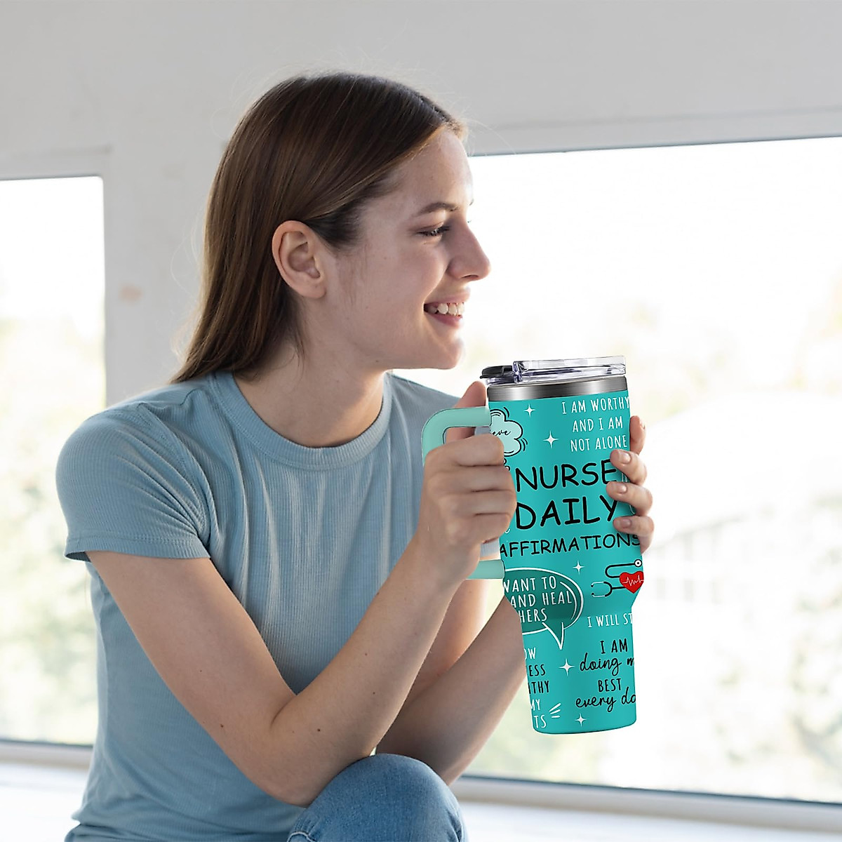 Nurse Gifts for Women Men, 40oz Nursing Tumbler with Nurse Daily Affirmations, Nurses Appreciation Gift, LPN RN Gift for Nurses Practitioner, Nursing Gifts for Birthday School Graduate Christmas