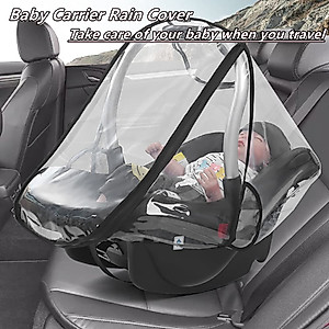 Universal Car Seats Carrier Rain Cover, Infant Baby Travel Ventilated Wind Rain Shield, Waterproof, Snow and Dust Proof Rain Cover Features Quick-Access Zipper Door & Side Ventilation & Handle Opening