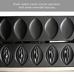 Mvckyi Strange Shape Waffle Maker with Removable Plates, 5pcs Commercial Abalone Shaped Waffle Maker Machine Electric, Rotating Waffle Irons Non-stick, Stainless Steel, for Restaurant, Snack Bar