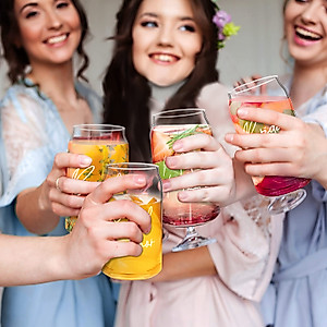 Inbagi 8 Pcs Bridesmaid Gifts Iced Coffee Cup with Bamboo Lids and Glass Straw 16 oz Mason Jar Cups Bride Can Shaped Drinking Glasses Cute Tumbler Cup Bridal Shower, Bachelorette Party Supplies