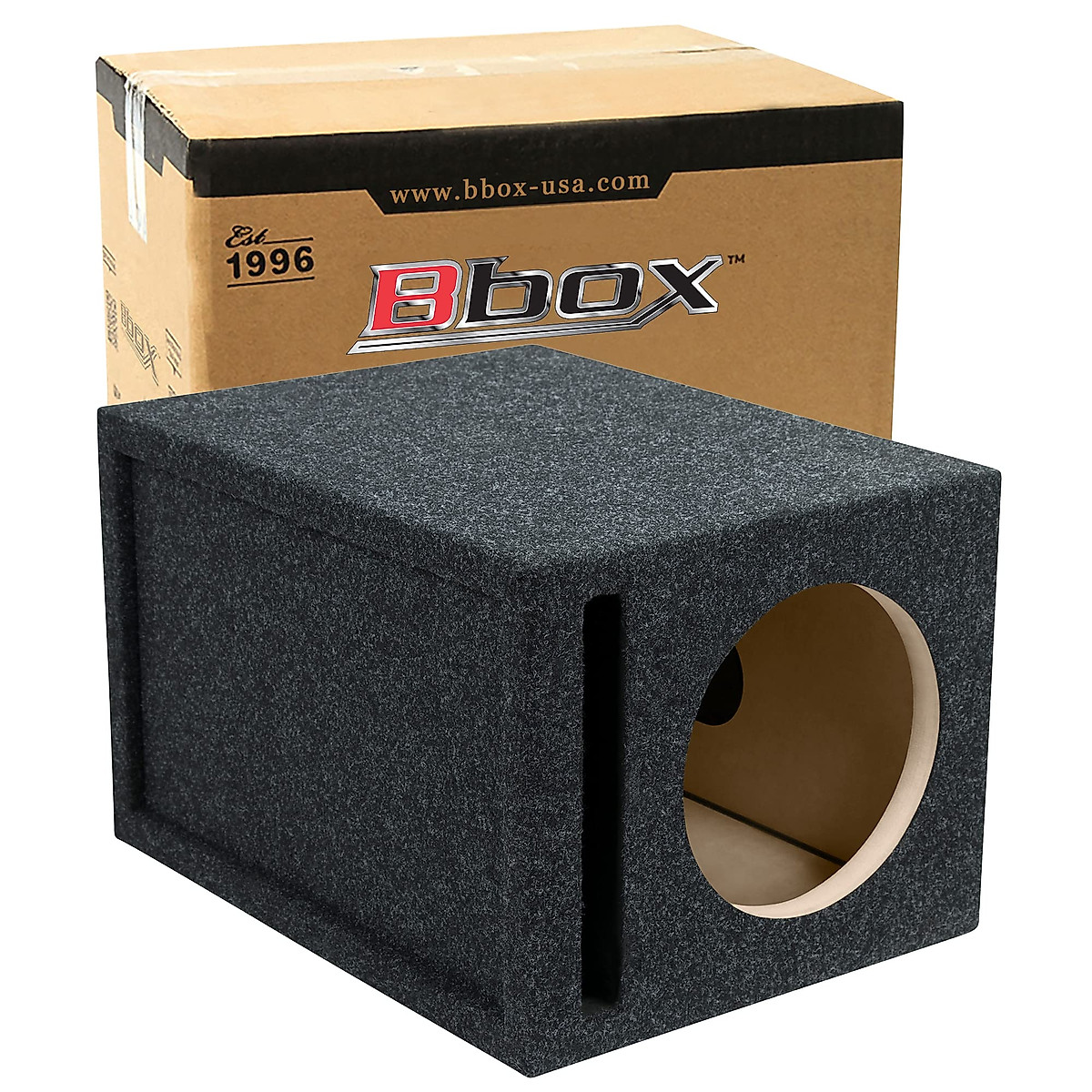 Bbox Single Hatchback Sealed 8 Inch Subwoofer Enclosure - Car Subwoofer Boxes & Enclosures - Premium Subwoofer Box Improves Audio Quality, Sound & Bass - Nickel Finish Subwoofer Terminal - Black