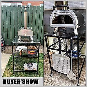 WEASHUME Three-Shelf Movable Food Prep and Work Cart Table Stainless Steel Grill Cart Modular Table with Wheels Commercial Kitchen Table Heavy Duty Grill Cart Outdoor Cart 31.5"×24"×35.5"