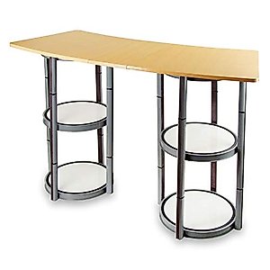 QOMOLANGMA 55.1" Round Portable Aluminum 3-Layer Spiral Twister Tower Portable Counter Display Stand Exhibition Counter Stand Trade Show Display with Columns Banner (Black, Stand Only)