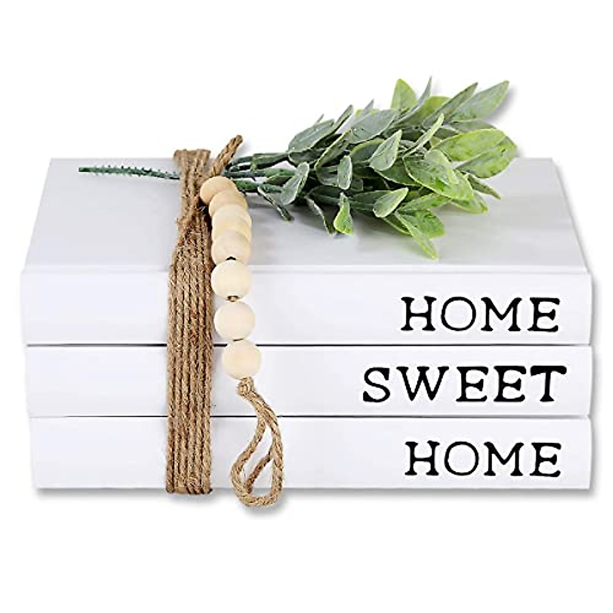 Decorative White Books,Farmhouse Stacked Books,Hardcover Books Decorative ,Home|Sweet|Home(Set of 3) Stacked Books for Decorating Coffee Tables and Shelves
