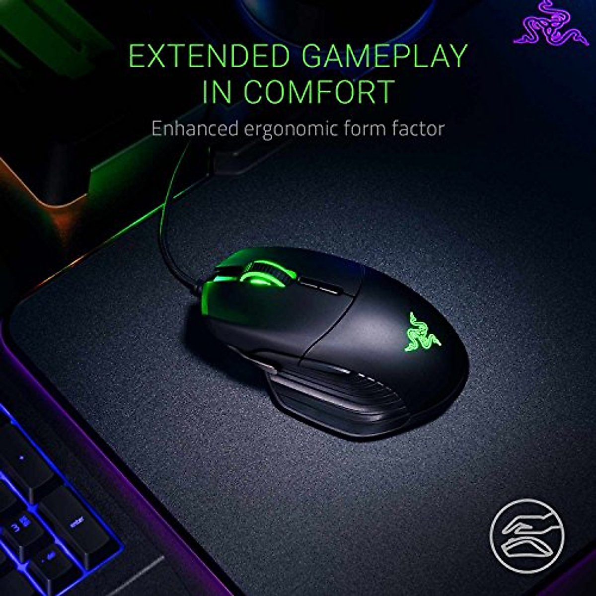 Razer Basilisk Gaming Mouse: 16,000 DPI Optical Sensor - Chroma RGB Lighting - 8 Programmable Buttons - Mechanical Switches - Customizable Scroll Resistance - Classic Black