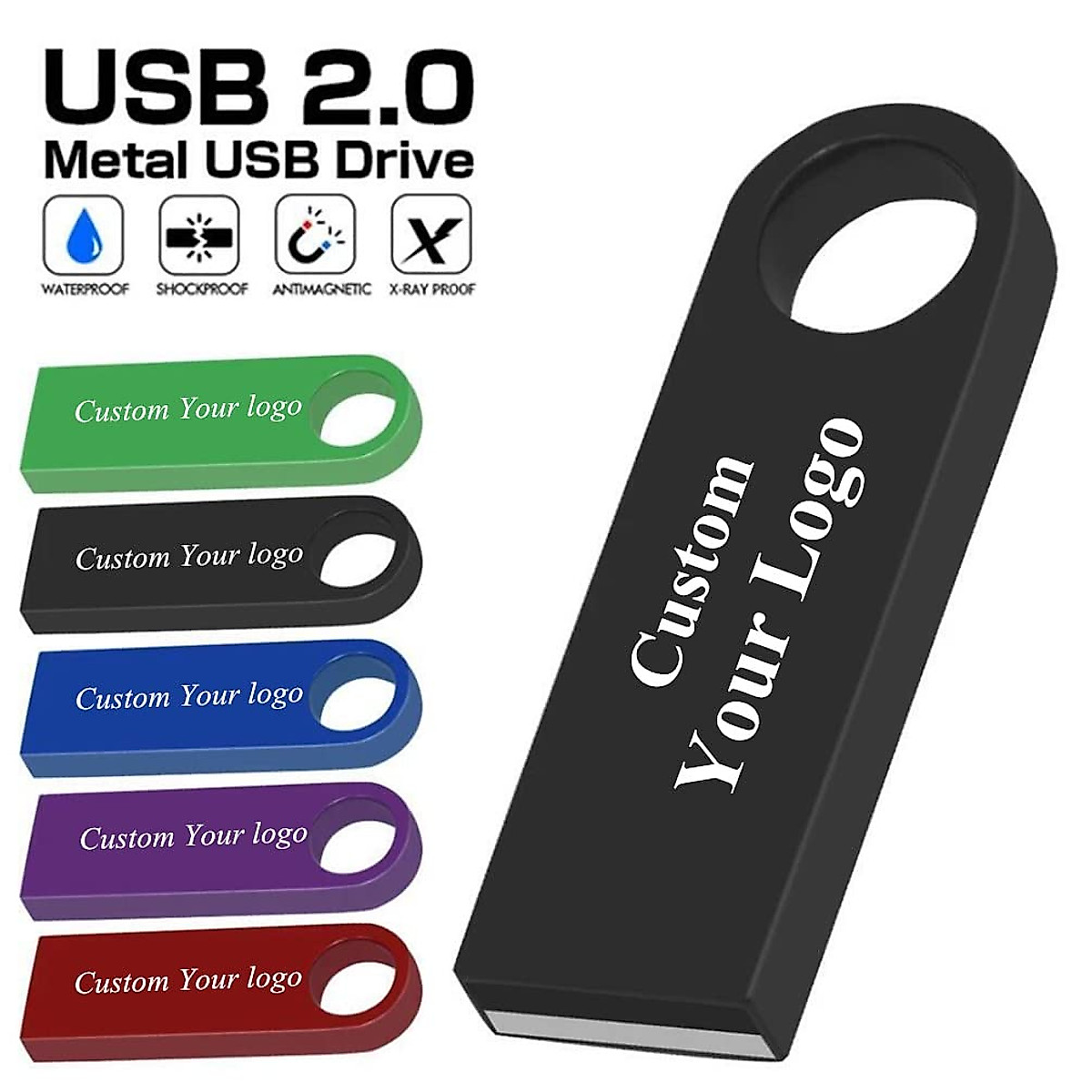 10 Pack 2GB Custom USB Flash Drives Personalized Your Logo, Customize Name Logo Metal USB Pendrive Memory Stick,Customize Logo USB 2.0 for Company Ads Wedding Photography Vedio Gift (Green 2GB)