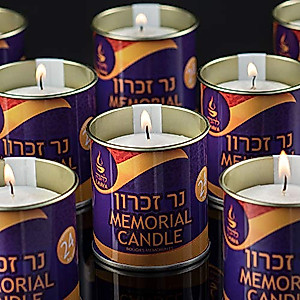 Tribello 1 Day Yahrzeit Memorial Candles - 6 Pack - Yahrzeit Candle for Ner Neshama, Yom Kippur Candles, Yizkor Candles - Unscented Paraffin Wax 24 Hour Yahrzeit Candles in Tin Cup Holder