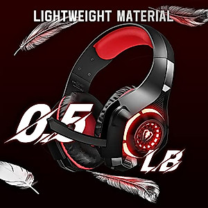 Tatybo Gaming Headset for Ps4 Ps5 Xbox One Switch PC with Noise Canceling Mic, Deep Bass Stereo Sound (Black Red)