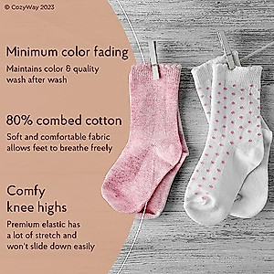CozyWay Baby Knee High Socks For Baby Girls Infant 0-6 Months 5-5 Pack