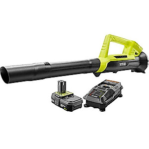 Ryobi ONE+ 90 MPH 200 CFM 18-Volt Lithium-Ion Heavy Duty Durable Cordless Leaf Blower - 2.0 Ah Battery and Charger Included, Compact, (Renewed)