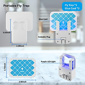 Fruit Fly Traps for Indoors, Plug-in Flying Insect Trap, Fly Catcher Indoor for Mosquito, Fruit Flies, Gnats, Moths, Gnat Killer Indoor, Gnat Traps, Bug Traps Fly Traps Indoor for Home